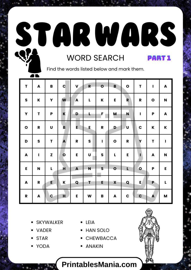 Star Wars Word Search Free Printable - Printables Mania