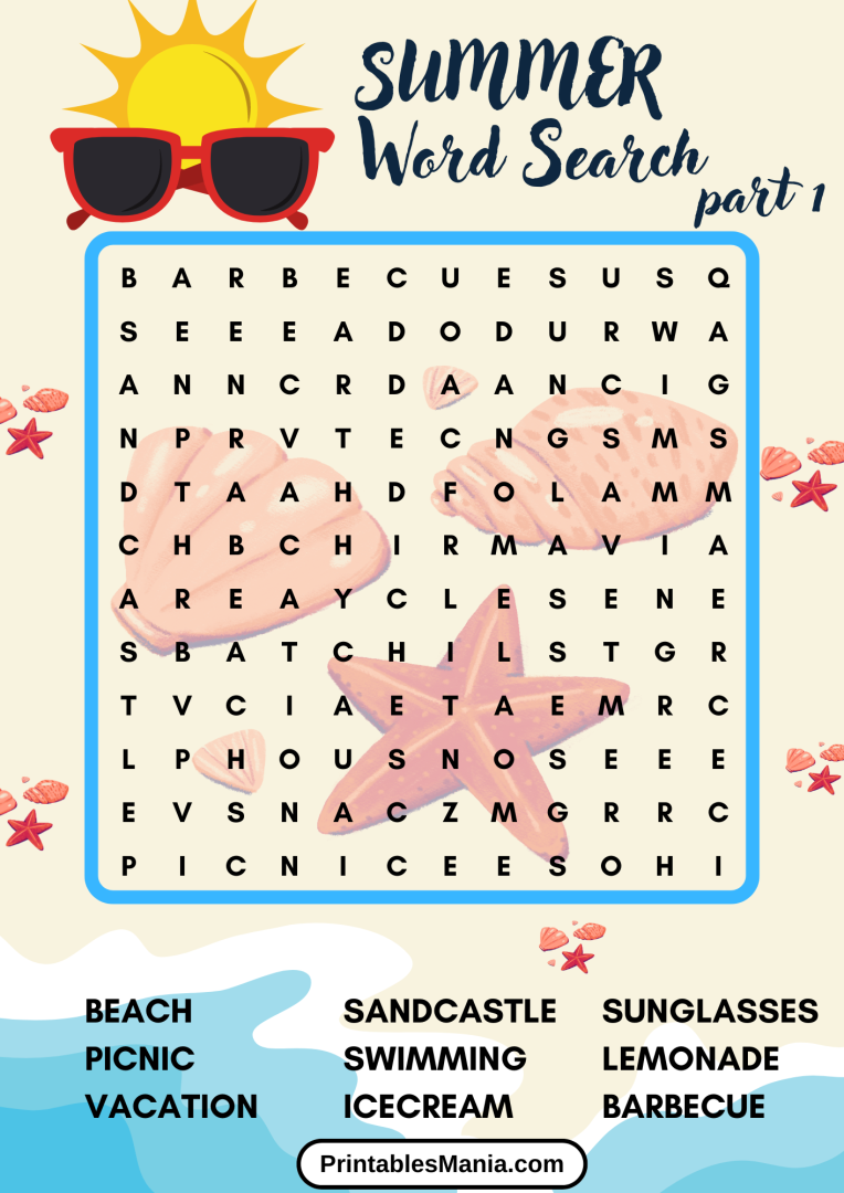 Summer Word Search Free Printable - Printables Mania