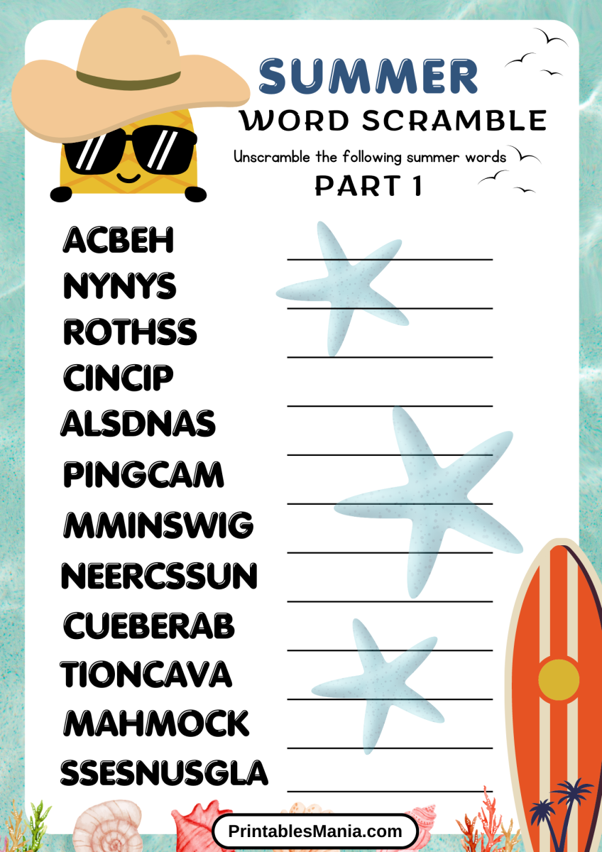 Summer Word Scramble Worksheet Printable - Printables Mania