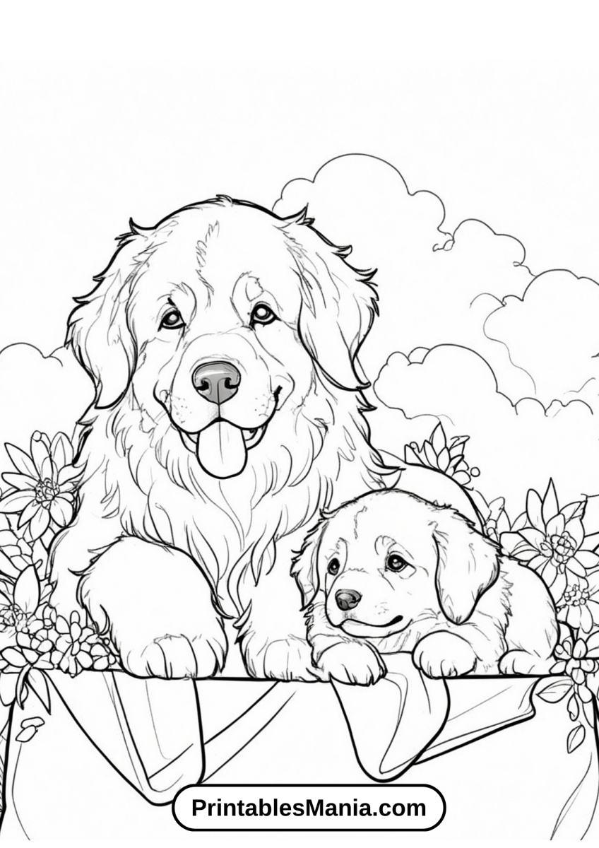 Puppy Coloring Pages Printable PDF - Printables Mania