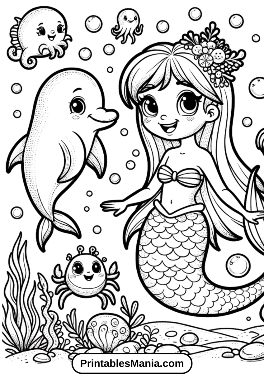 Free Printable Mermaid Coloring Pages PDF - Printables Mania
