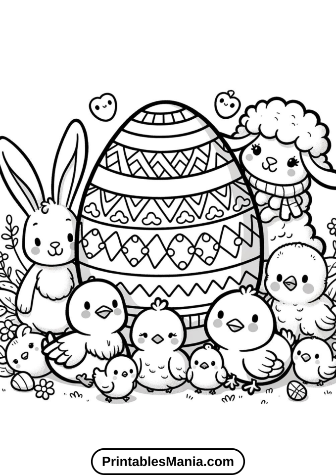 Cute Easter Bunny Coloring Page Printable - Printables Mania