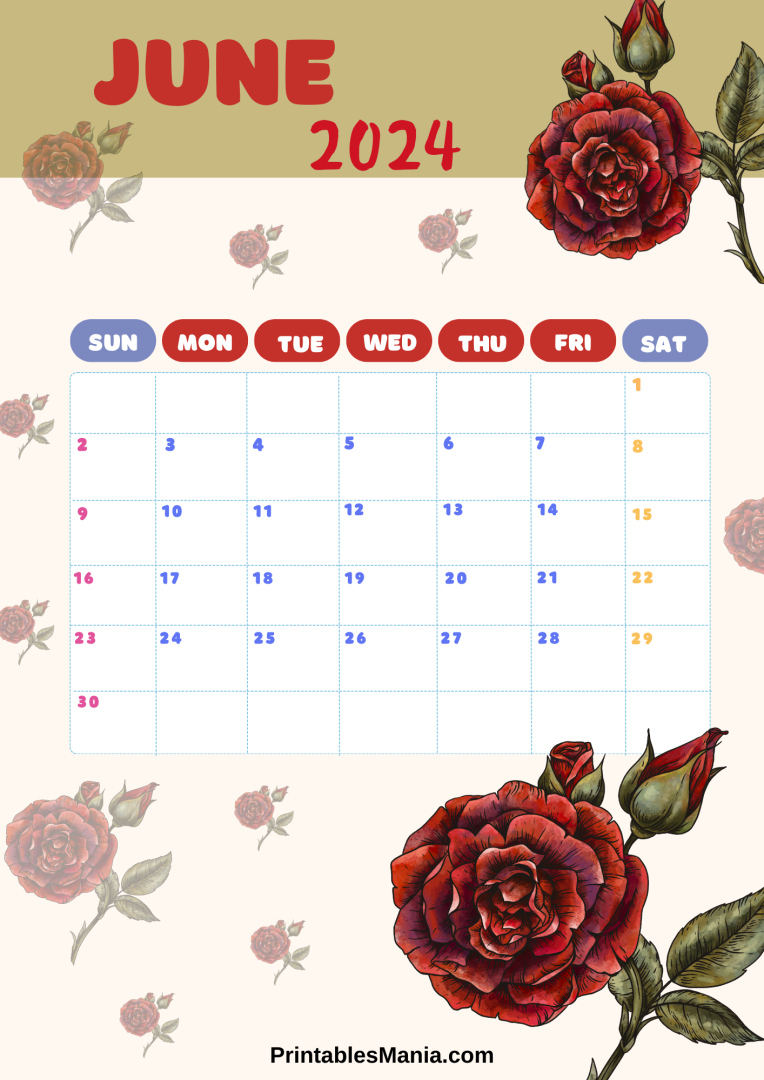 June 2024 Printable Calendars (FREE) - Printables Mania