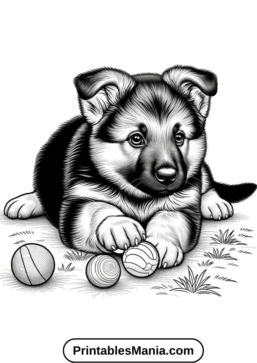 Puppy Coloring Pages Printable PDF - Printables Mania