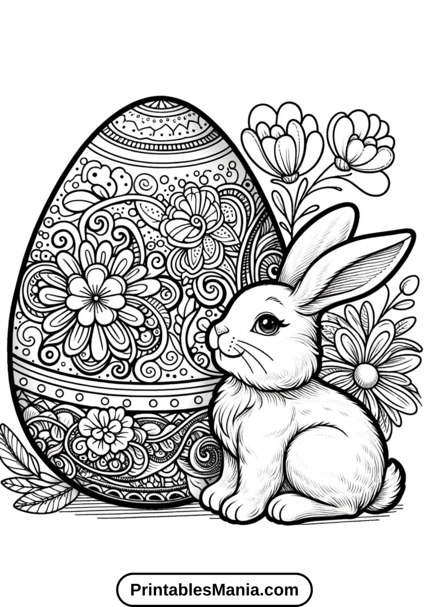 Cute Easter Bunny Coloring Page Printable - Printables Mania