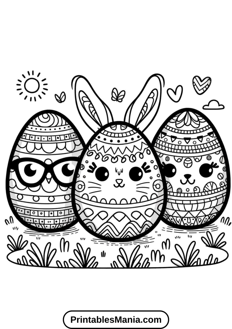 Cute Easter Bunny Coloring Page Printable - Printables Mania