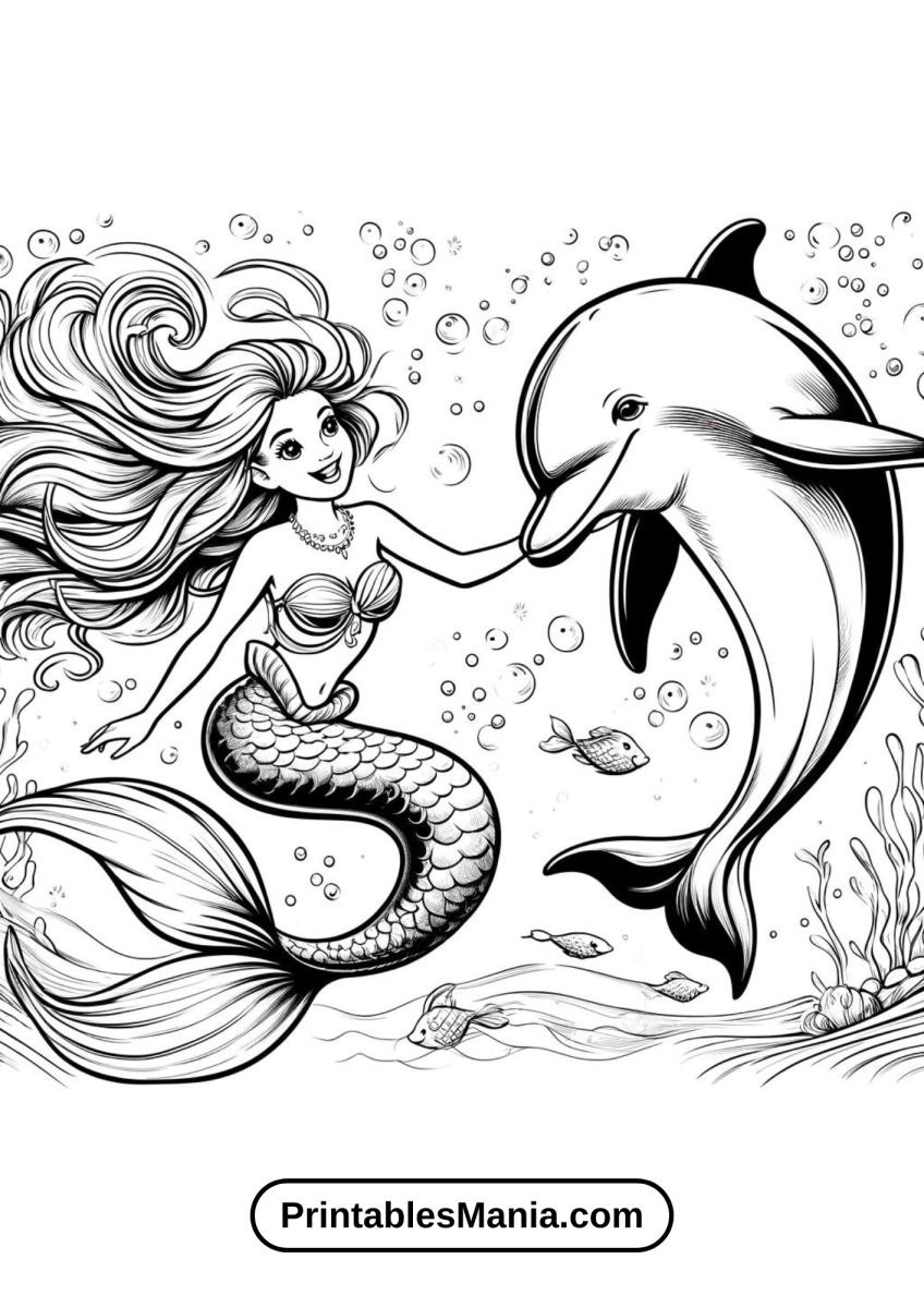 Free Printable Mermaid Coloring Pages PDF - Printables Mania