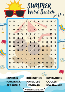 Summer Word Search Free Printable - Printables Mania