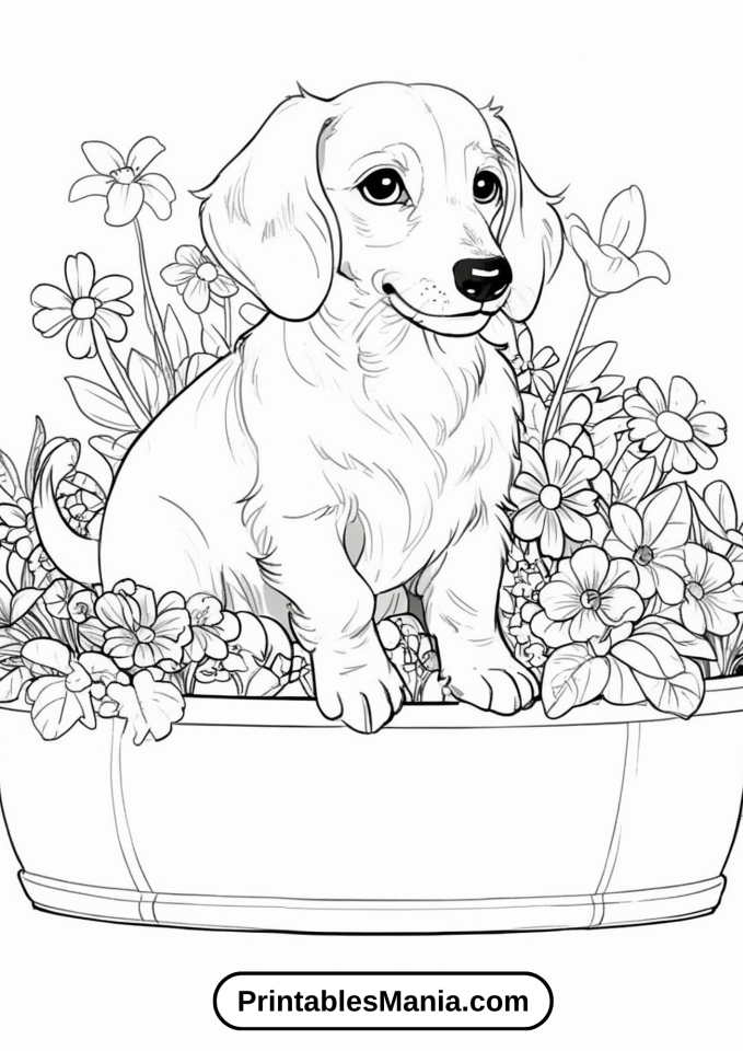 Puppy Coloring Pages Printable PDF - Printables Mania
