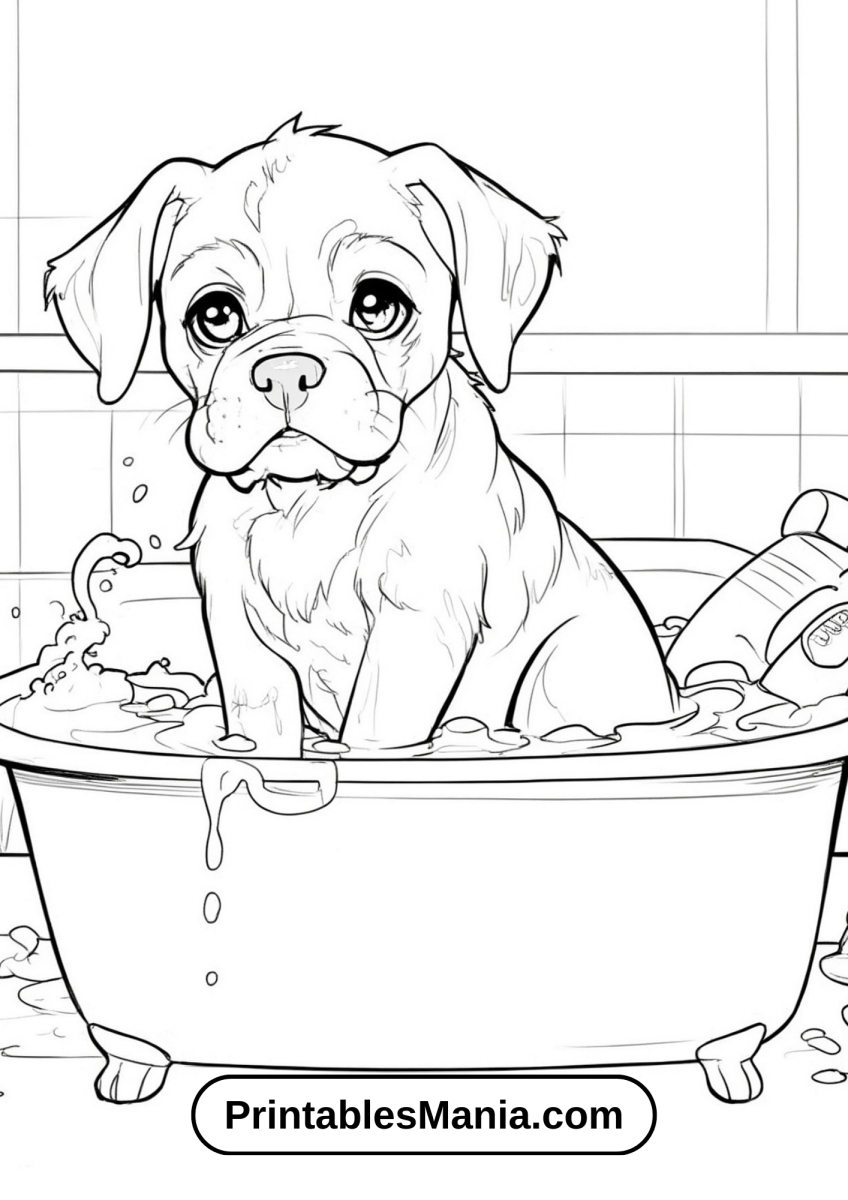 Puppy Coloring Pages Printable PDF - Printables Mania