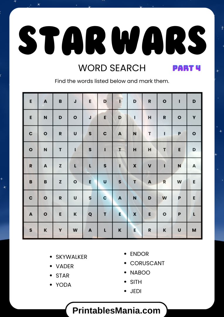 Star Wars Word Search Free Printable - Printables Mania