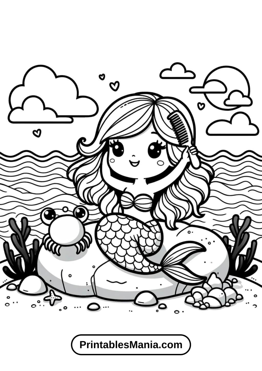 Free Printable Mermaid Coloring Pages PDF - Printables Mania