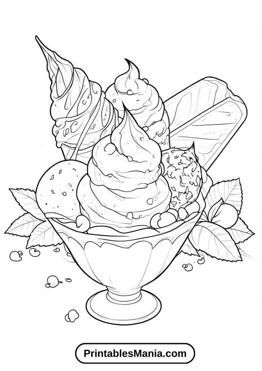 Ice Cream Coloring Pages (PDF) - Printables Mania