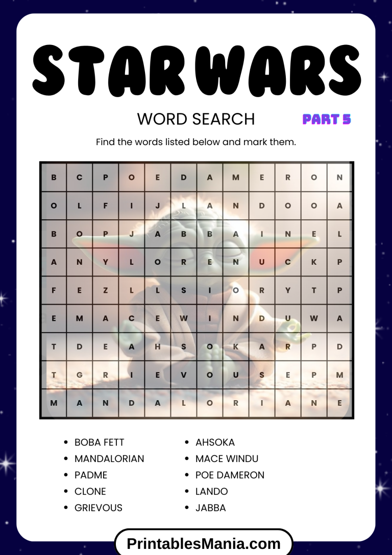 Star Wars Word Search Free Printable - Printables Mania