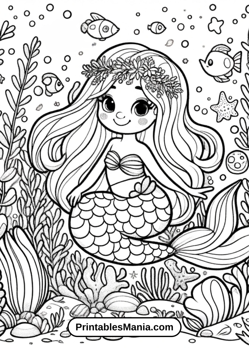 Free Printable Mermaid Coloring Pages PDF - Printables Mania