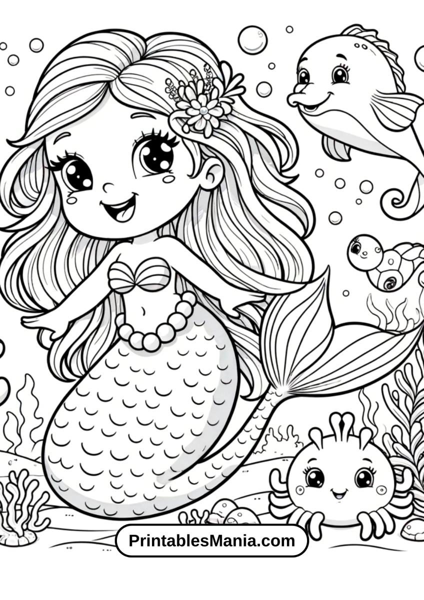 Free Printable Mermaid Coloring Pages PDF - Printables Mania