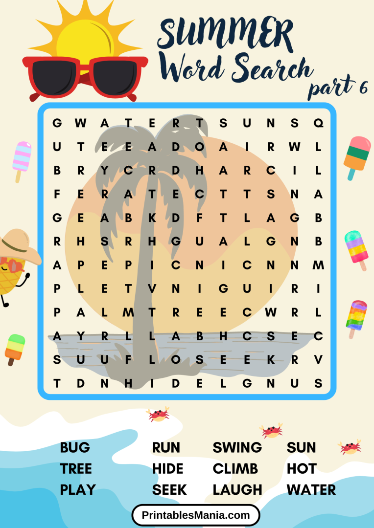 Summer Word Search Free Printable - Printables Mania