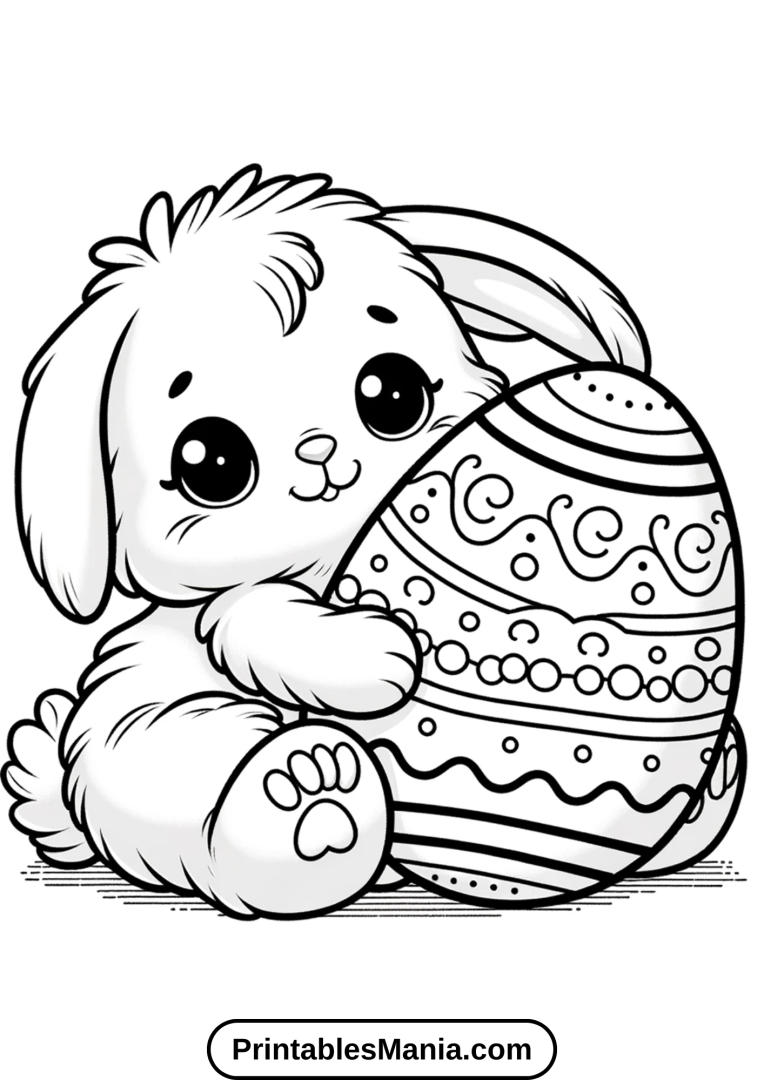 Cute Easter Bunny Coloring Page Printable - Printables Mania