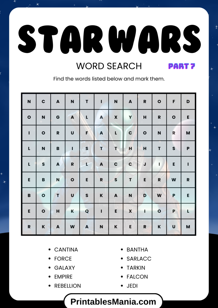 Star Wars Word Search Free Printable - Printables Mania