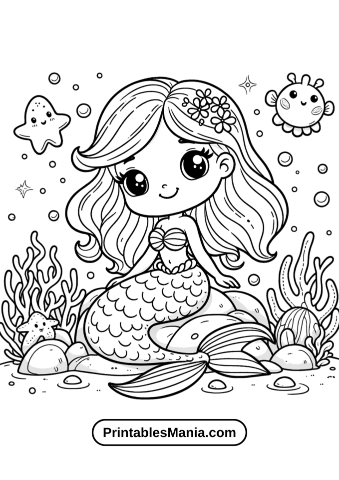 Free Printable Mermaid Coloring Pages PDF - Printables Mania