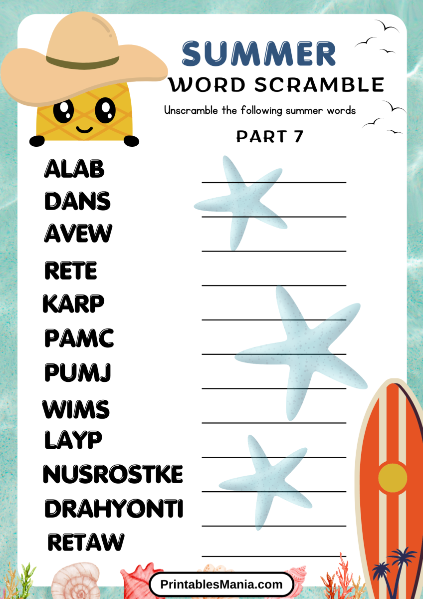 Summer Word Scramble Worksheet Printable - Printables Mania
