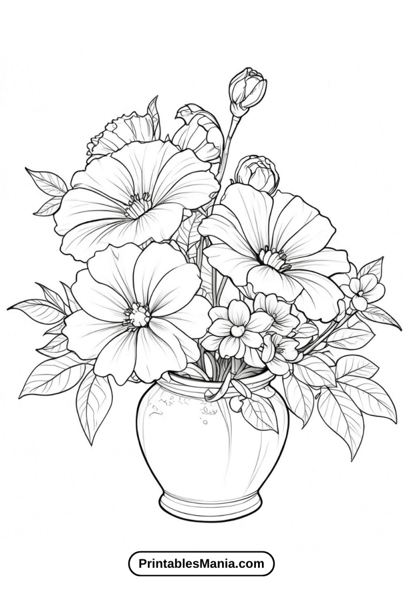 Flowers Coloring Pages Printable - Printables Mania