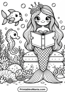 Free Printable Mermaid Coloring Pages PDF - Printables Mania