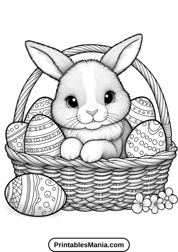 Cute Easter Bunny Coloring Page Printable - Printables Mania