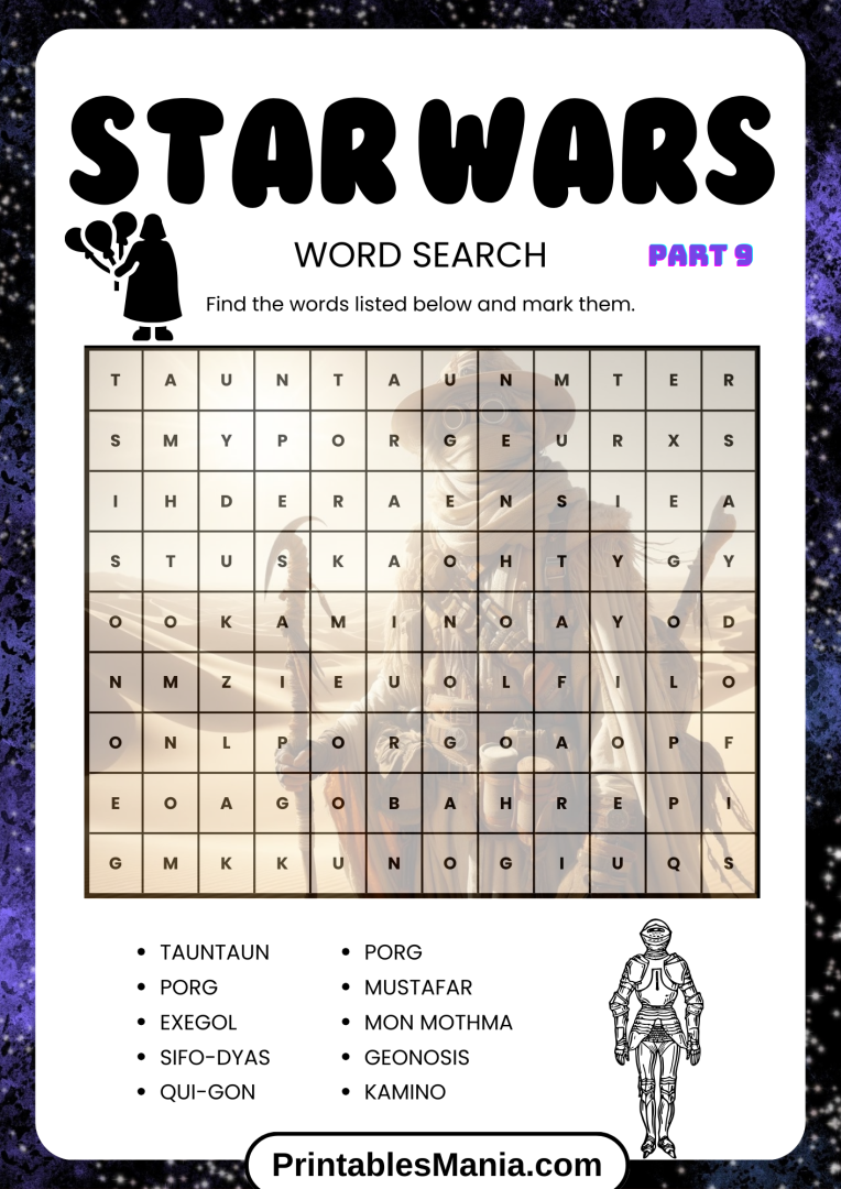 Star Wars Word Search Free Printable - Printables Mania