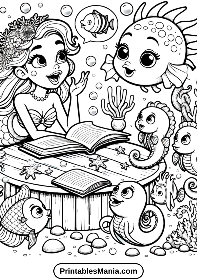 Free Printable Mermaid Coloring Pages PDF - Printables Mania