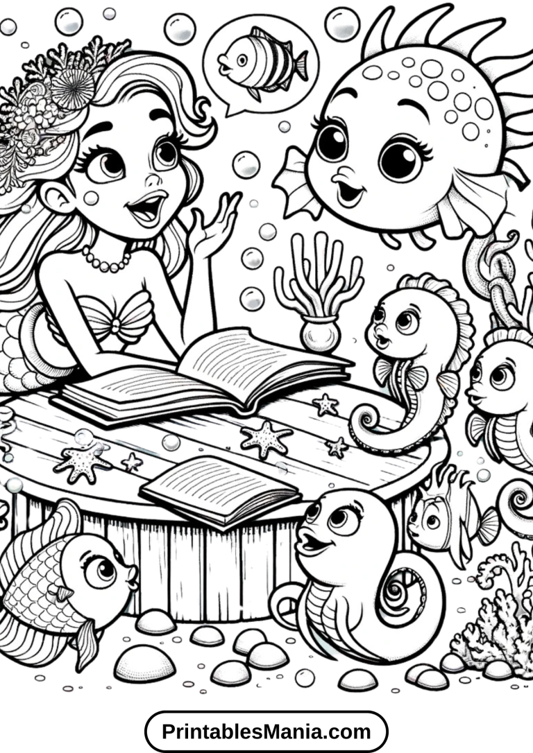 Free Printable Mermaid Coloring Pages PDF - Printables Mania