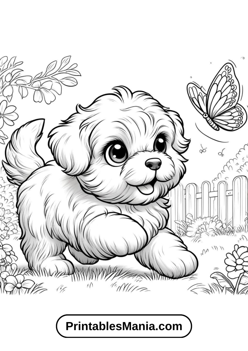 Puppy Coloring Pages Printable PDF - Printables Mania