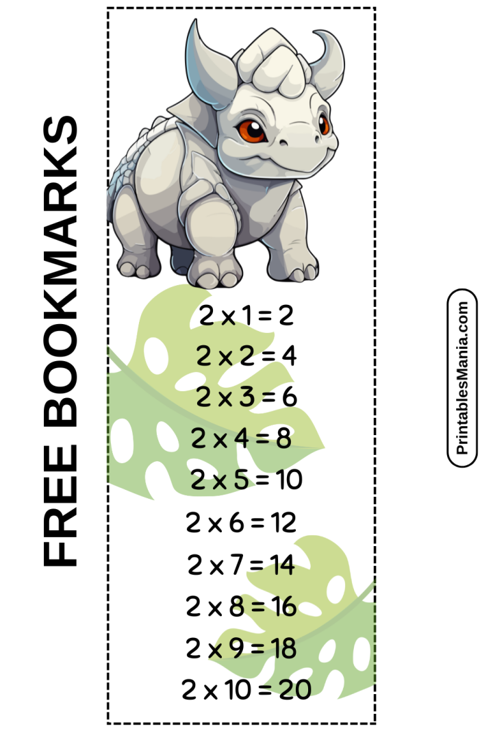 Colorful Cute Dragon Animal Multiplication Table Bookmark - Printables ...