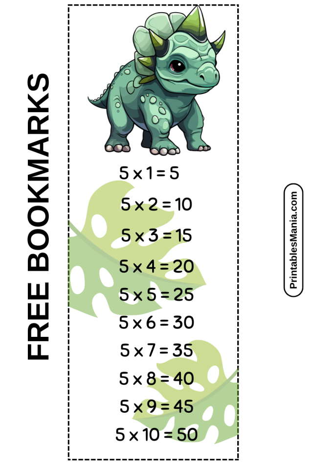 Colorful Cute Dragon Animal Multiplication Table Bookmark - Printables ...