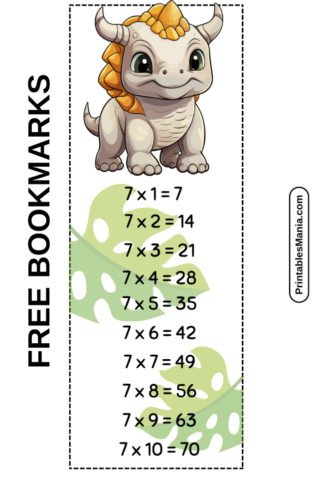 Colorful Cute Dragon Animal Multiplication Table Bookmark - Printables ...