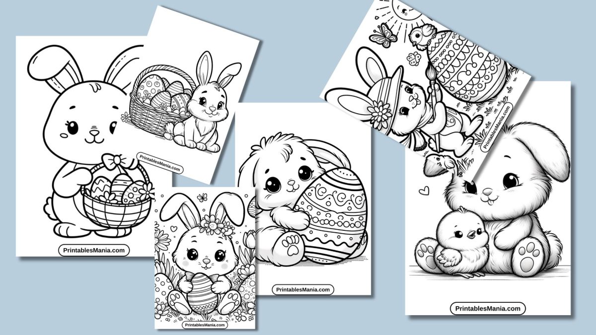 Cute Easter Bunny Coloring Page Printable - Printables Mania