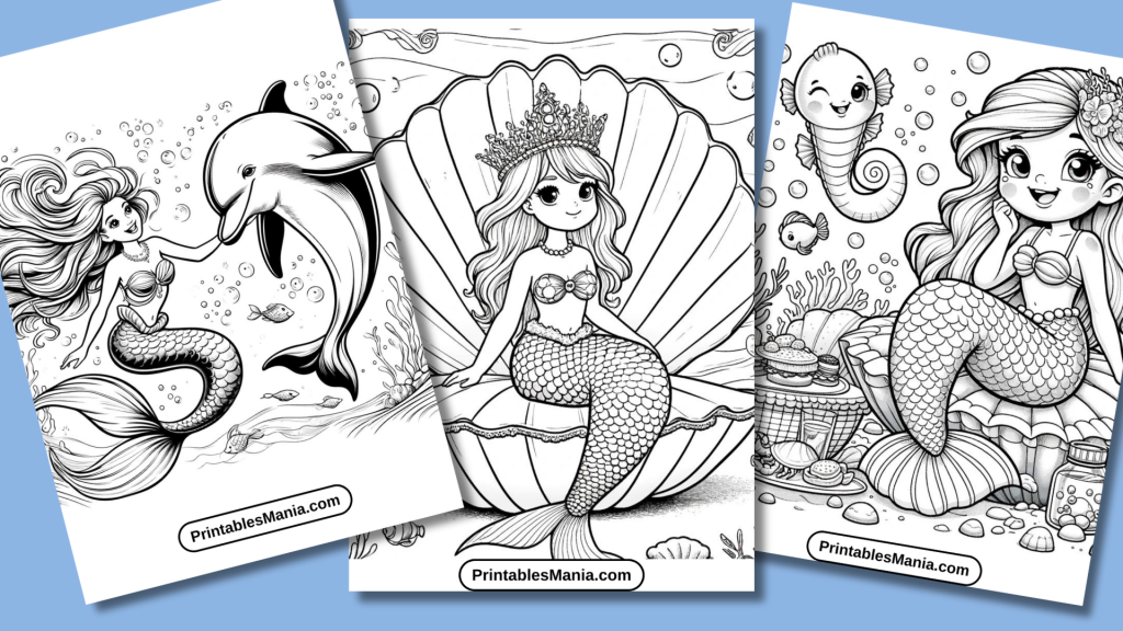 Free Printable Mermaid Coloring Pages PDF - Printables Mania