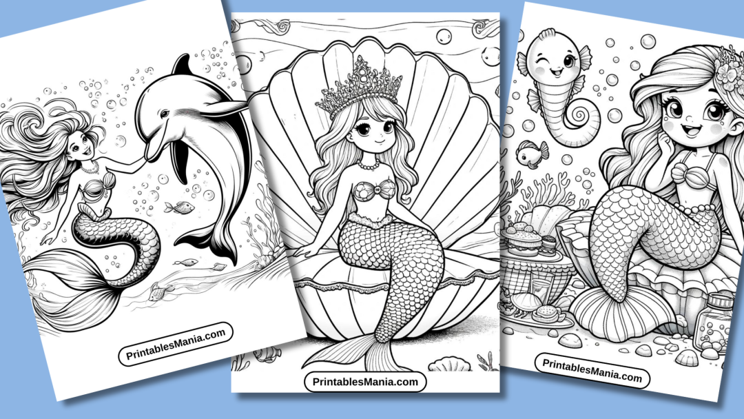 Free Printable Mermaid Coloring Pages PDF - Printables Mania