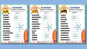 Summer Word Scramble Worksheet Printable - Printables Mania