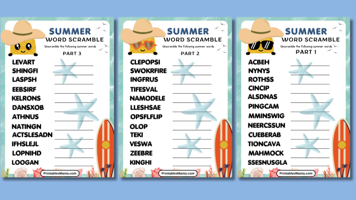 Summer Word Scramble Worksheet Printable - Printables Mania