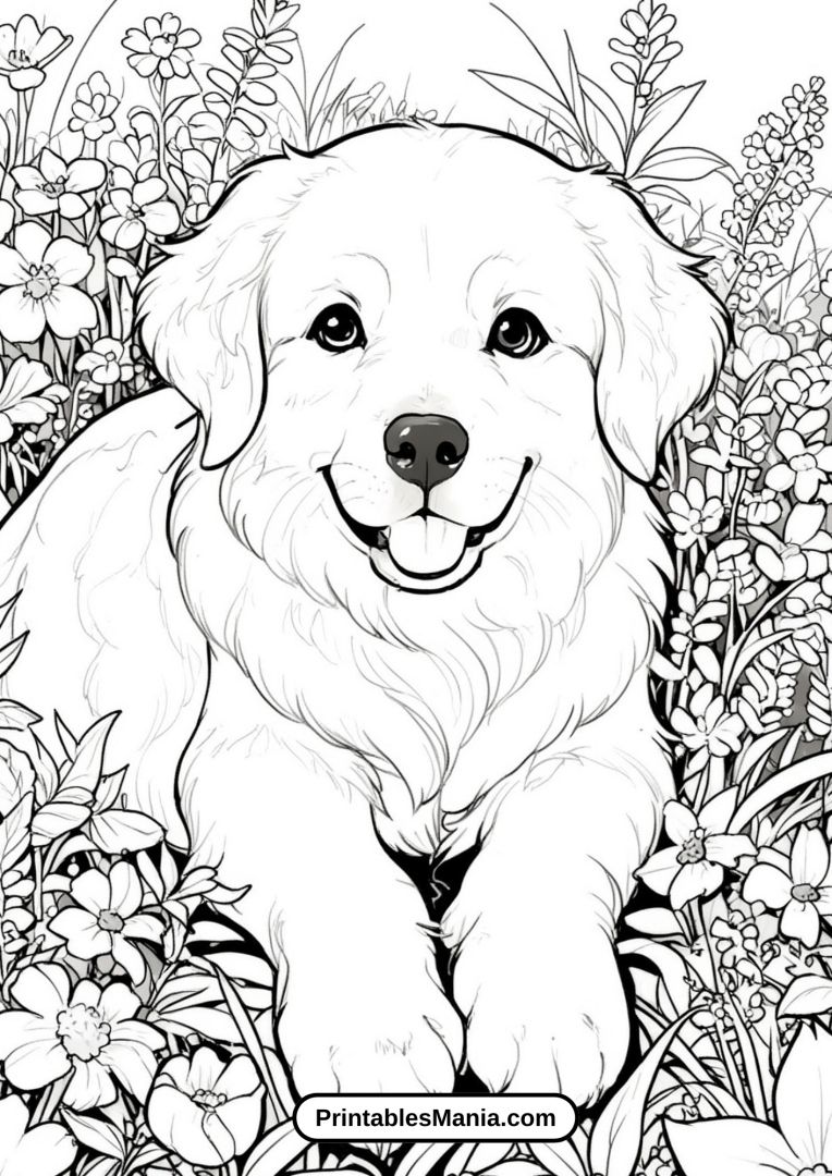 Golden Retriever Puppy Coloring Page - Printables Mania