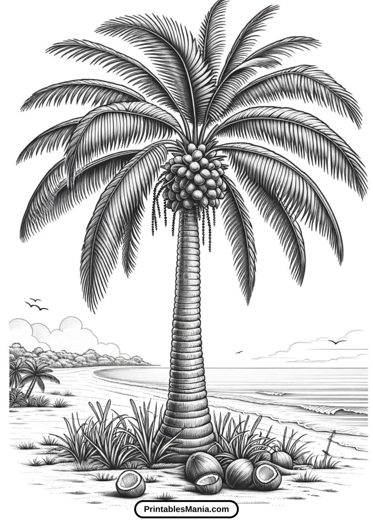 Palm Tree Coloring Page - Printables Mania
