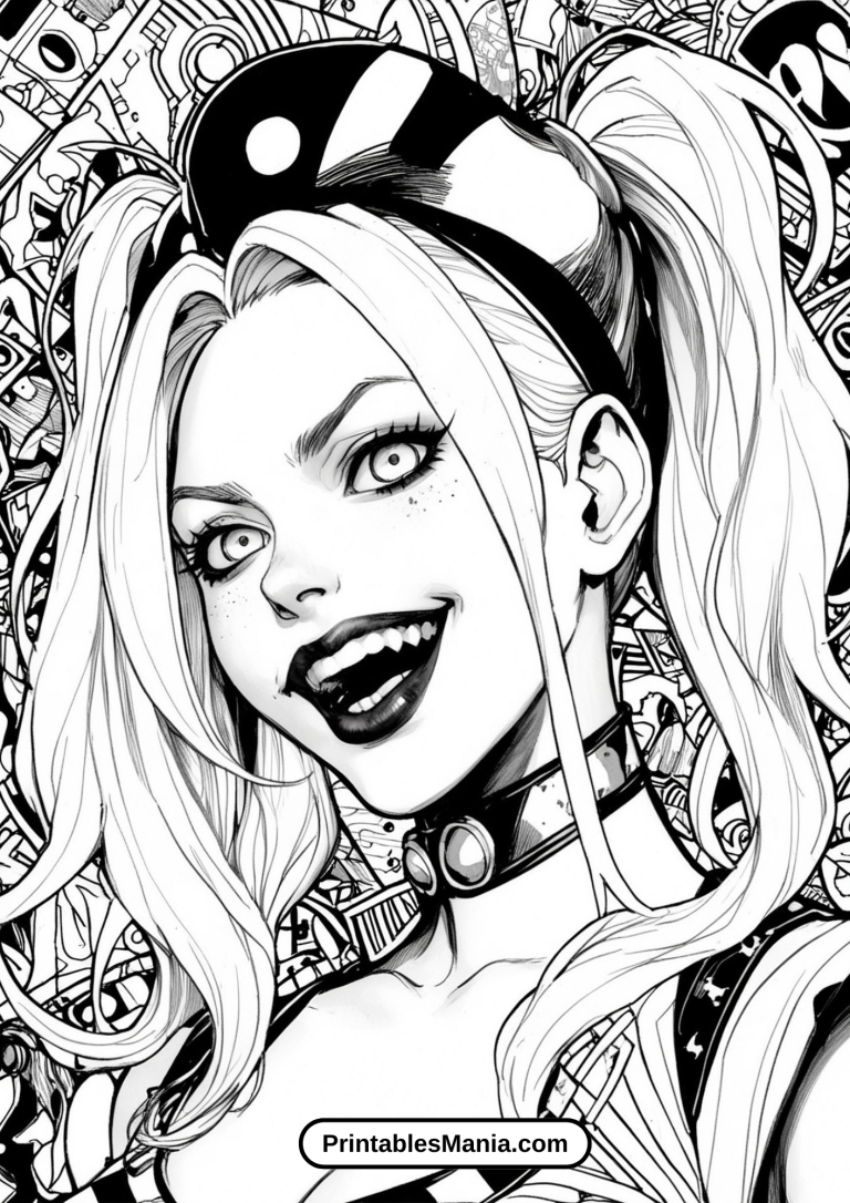 Harley Quinn Printables Coloring Pages For Adults - Printables Mania