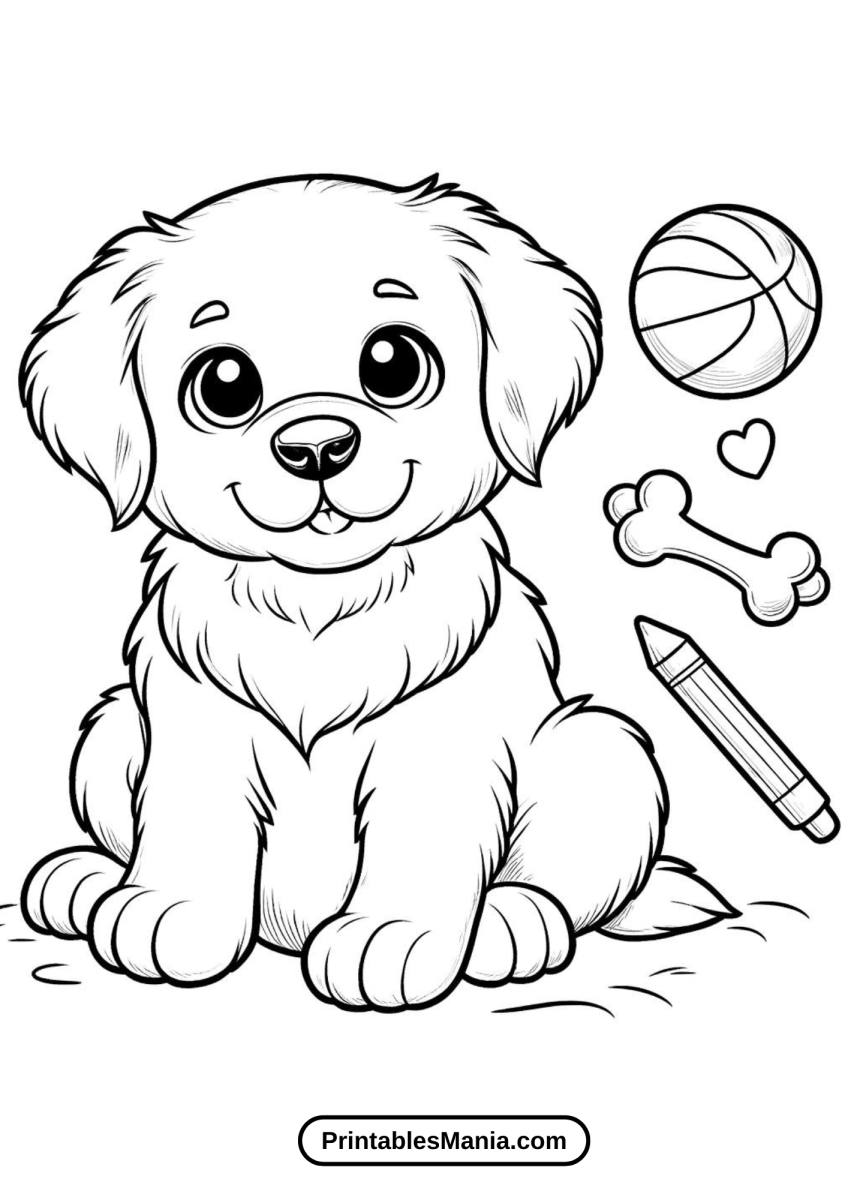 Golden Retriever Puppy Coloring Page - Printables Mania