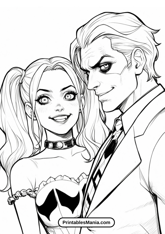 Free Harley Quinn and Joker Coloring Pages: Download Printable Sheets ...