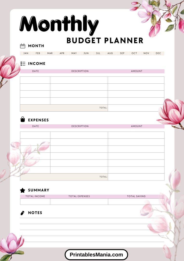 Monthly Budget Planner Printable - Printables Mania