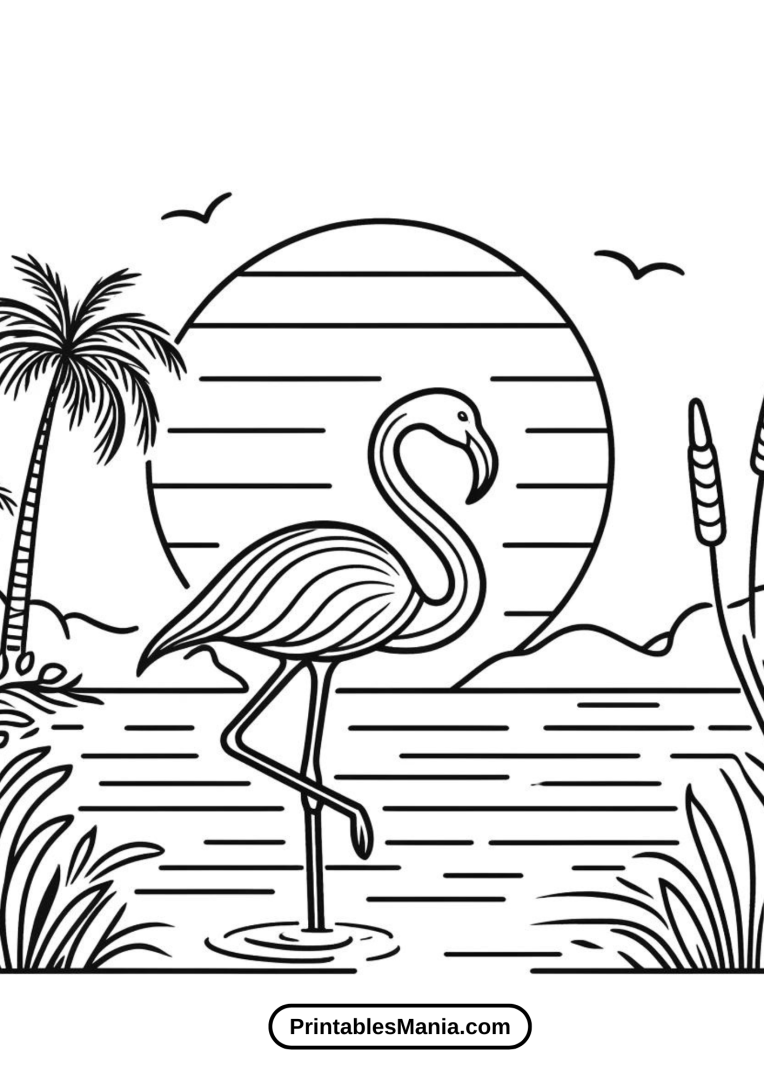 Flamingo Printable Coloring Pages - Printables Mania