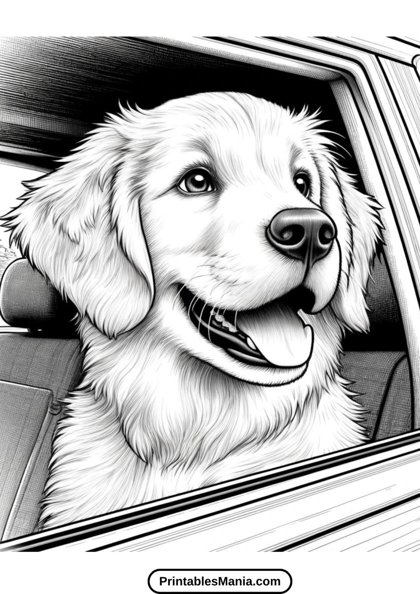 Golden Retriever Puppy Coloring Page - Printables Mania