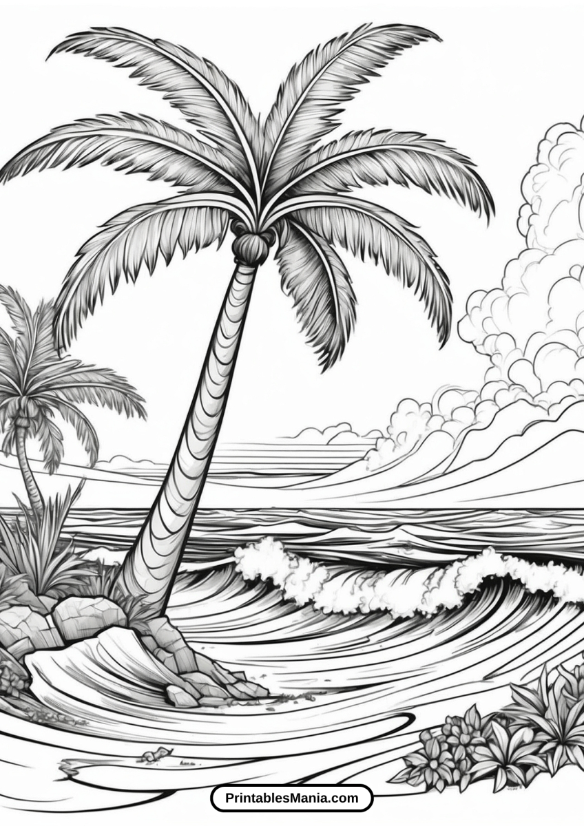 Palm Tree Coloring Page - Printables Mania
