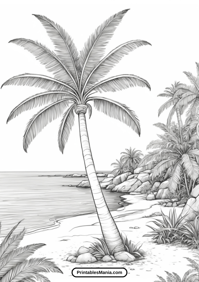 Palm Tree Coloring Page - Printables Mania